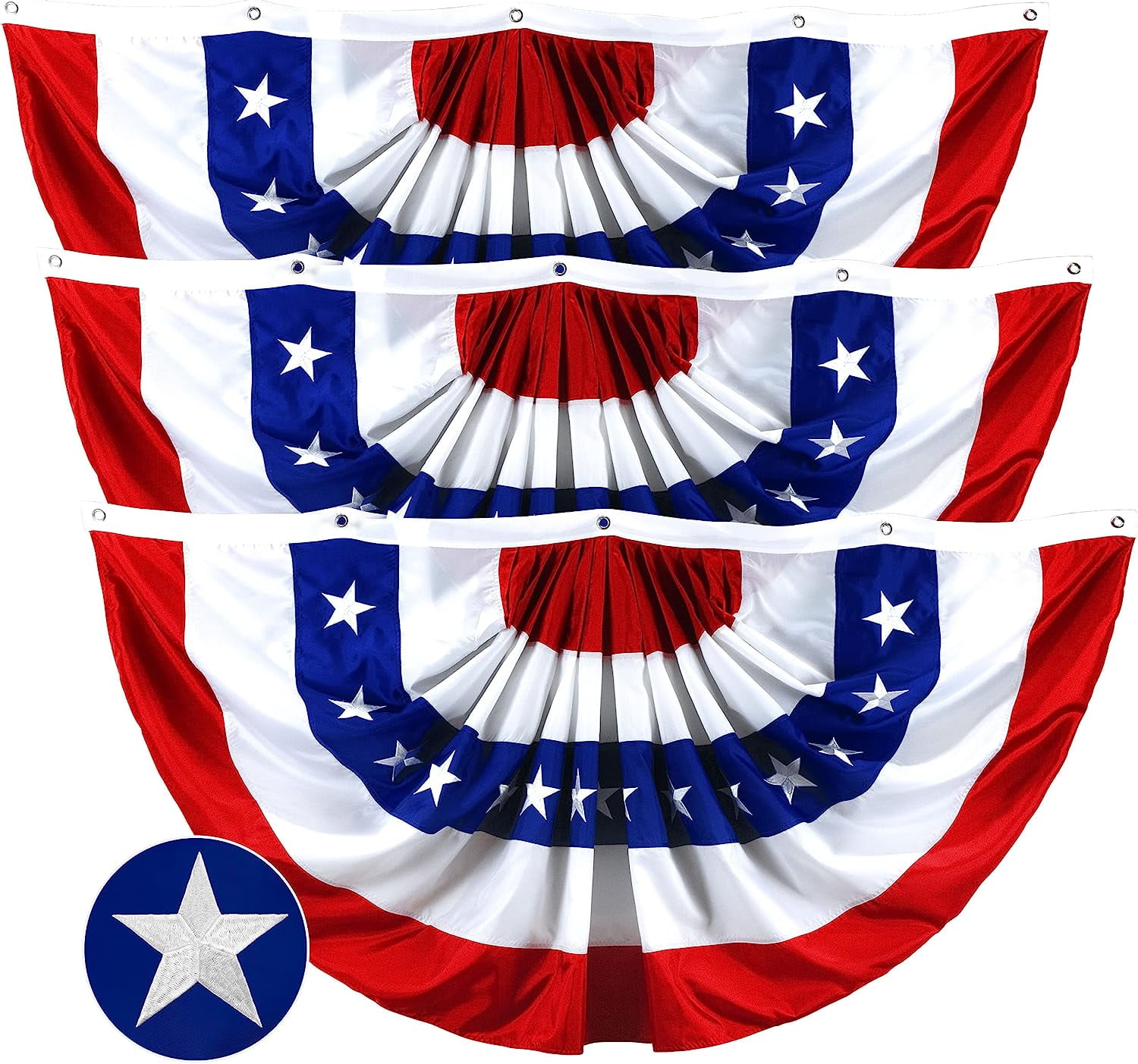 3 Pack: Pleated Fan Flag, 5X10 Feet American Bunting Decoration Flags ...