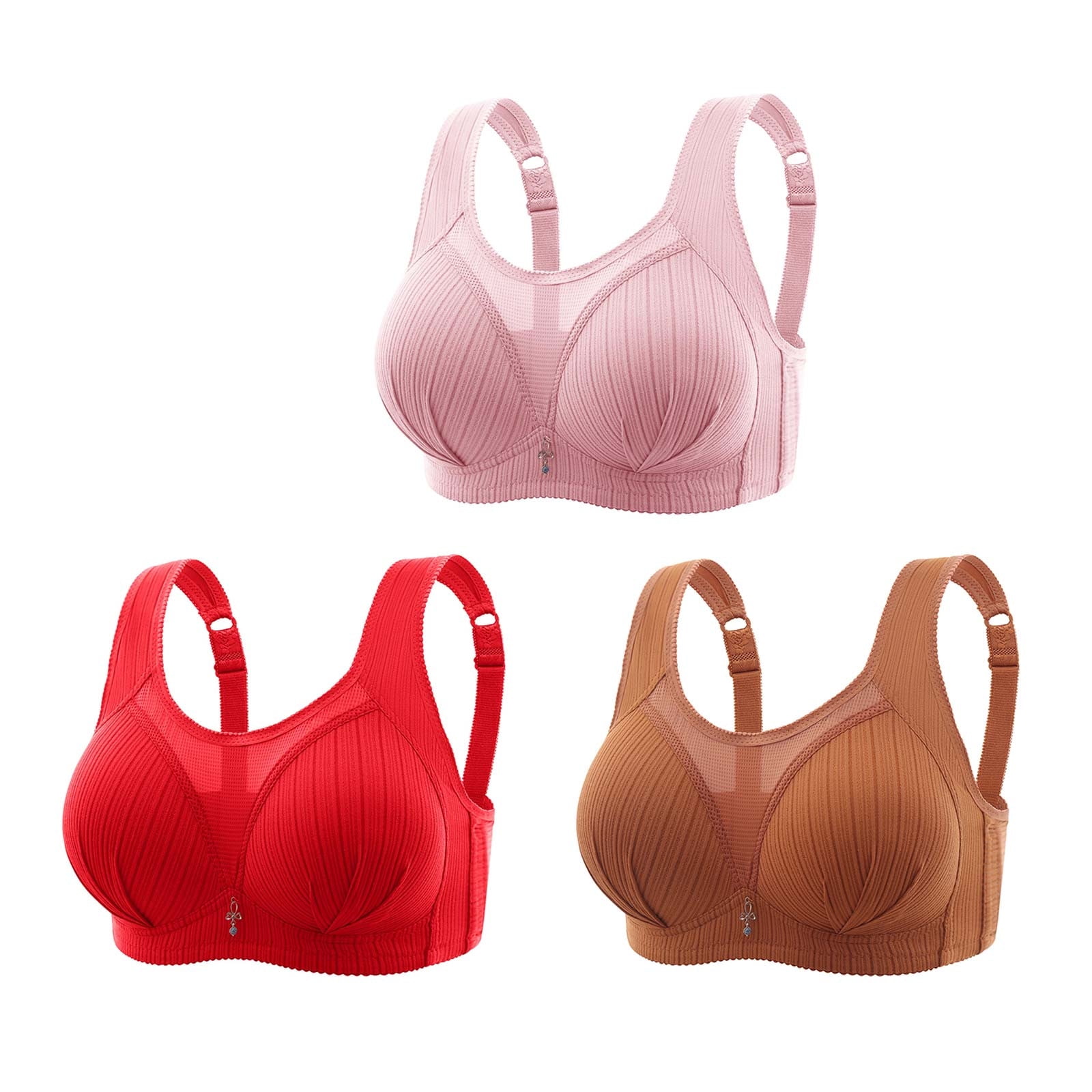 3 Pack Plus Size Bras for Women Comfort Wireless Everyday Bras Back ...