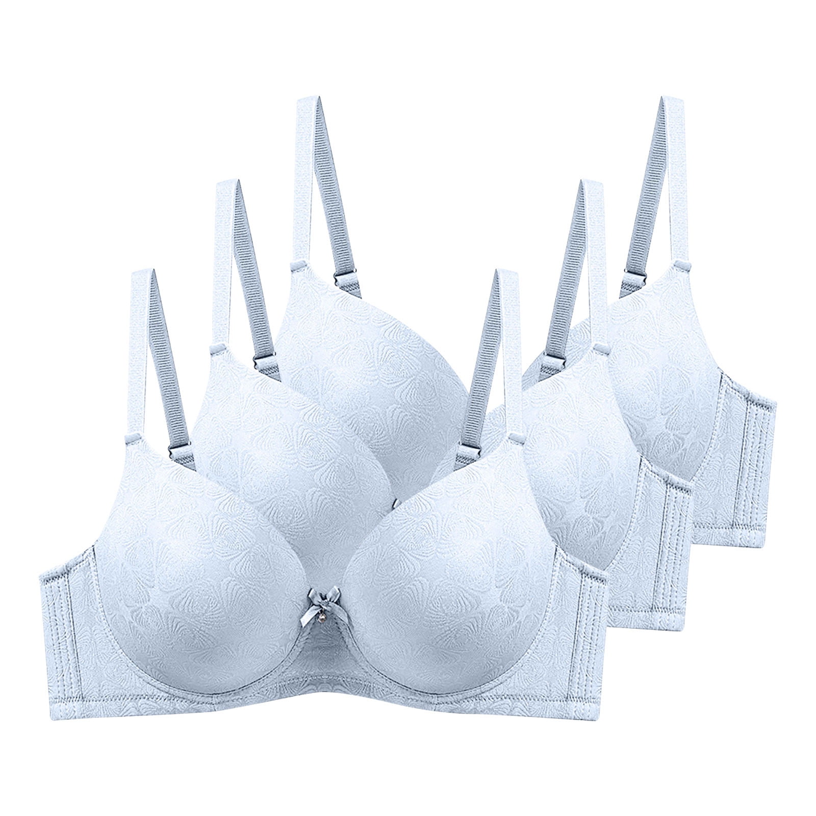 3 Pack Plus Size Bras for Women Push Up Bra T-Shirt Underwire V Neck ...