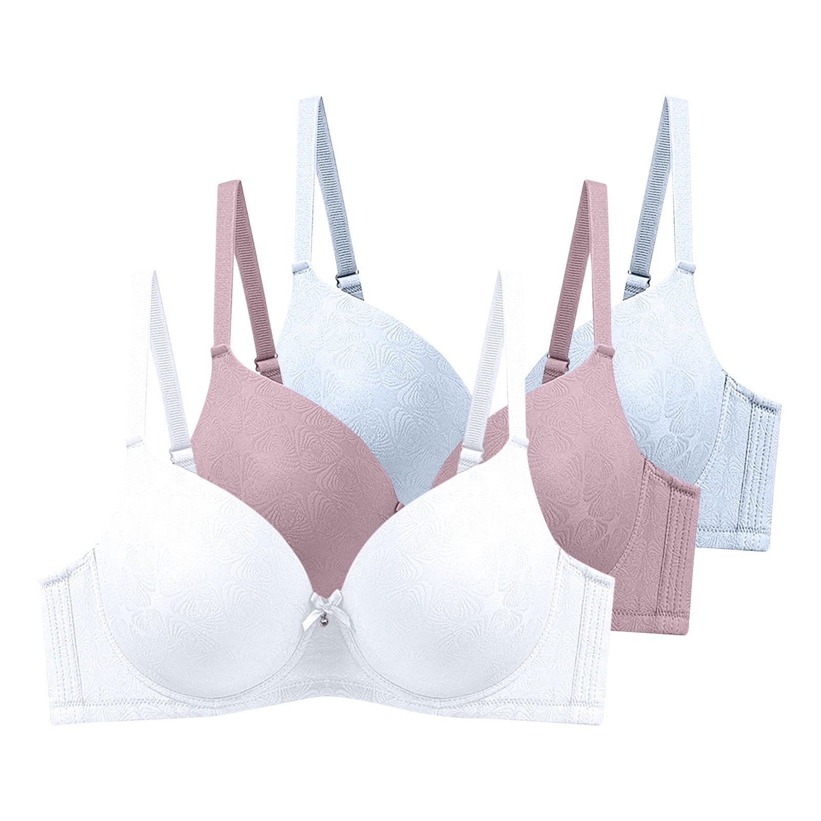 3 Pack Plus Size Bras for Women Push Up Bra T-Shirt Underwire V Neck ...