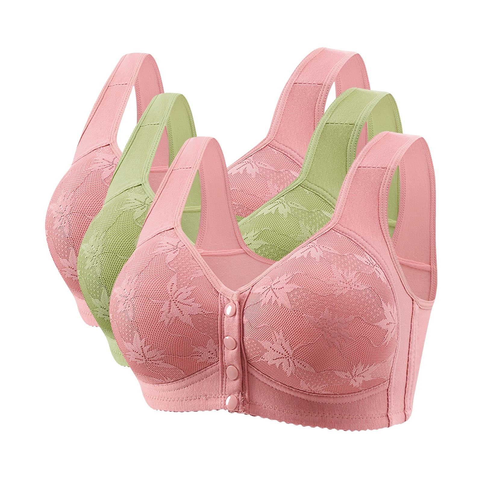 3 Pack Plus Size Bras for Women Wireless Bralettes with Wide Strap ...