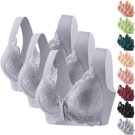 3-Pack Plus Size Front Closure Wireless Bra - Soft & Comfort Fit No ...