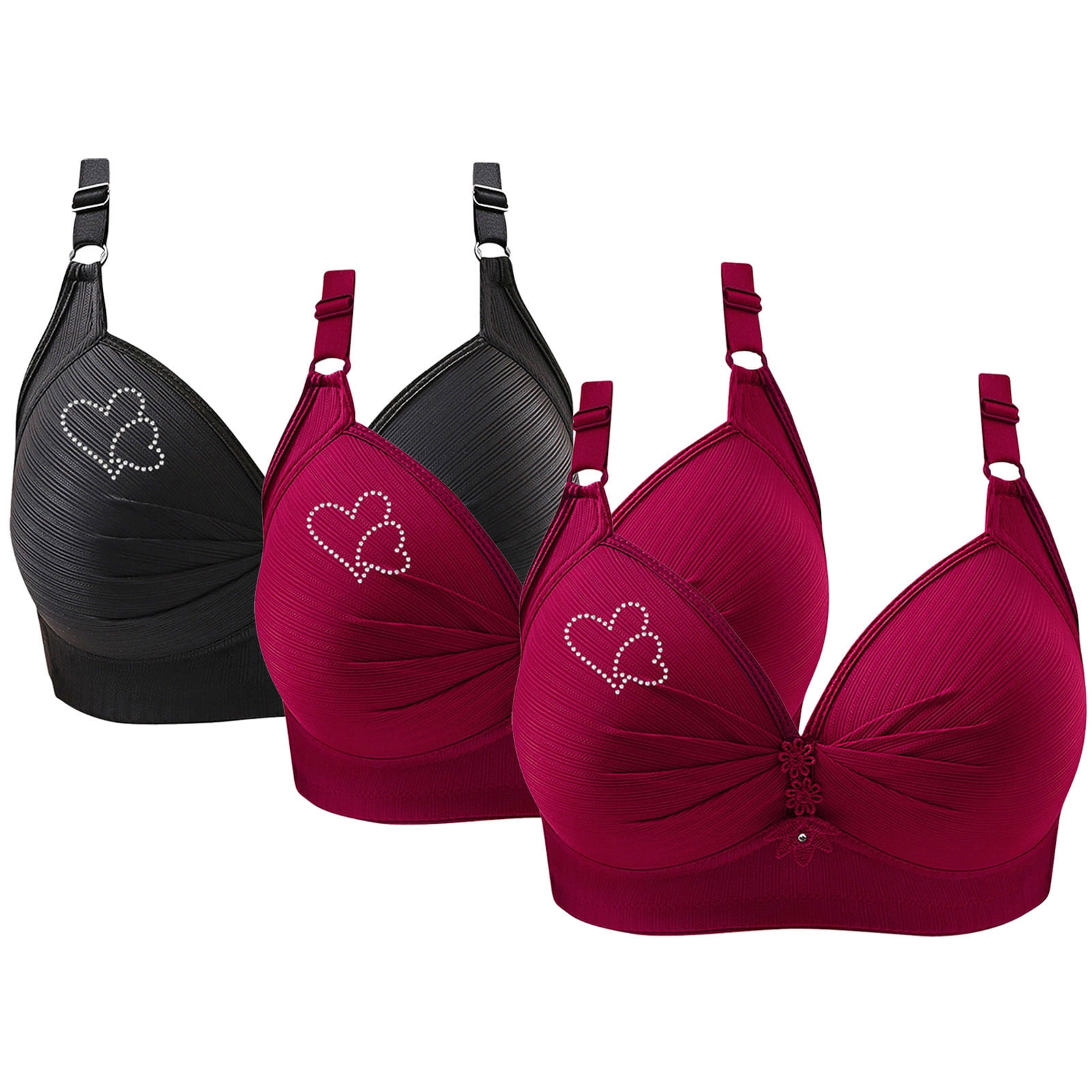 3 Pack Plus Size Sleep Bras for Women No Underwire Push up Comfort Bra ...