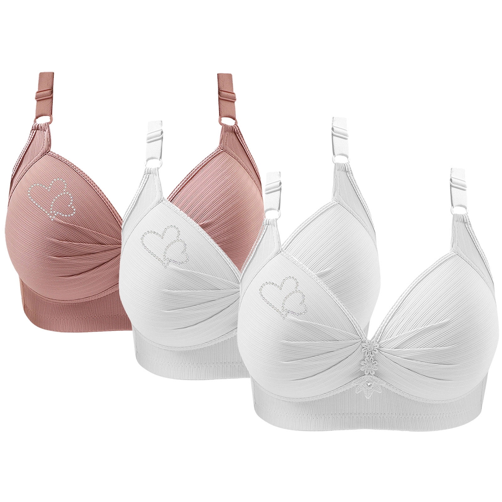 3 Pack Plus Size Sleep Bras for Women No Underwire Push up Comfort Bra ...