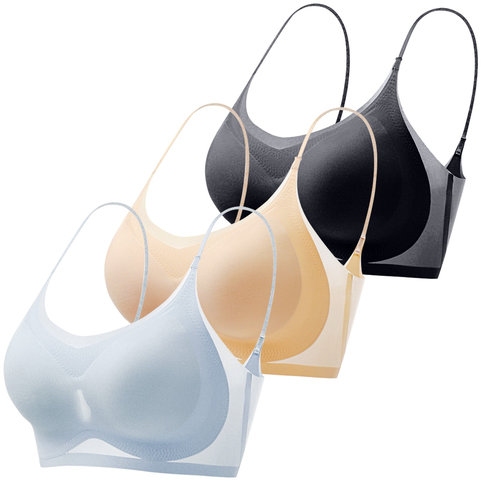 3 Pack Plus Size Summer Bras Ultra Thin Ice Silk Seamless Bralettes ...