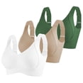 3 Pack Plus Size Tshirt Bras for Women Full Coverage Wireless Push-Up ...