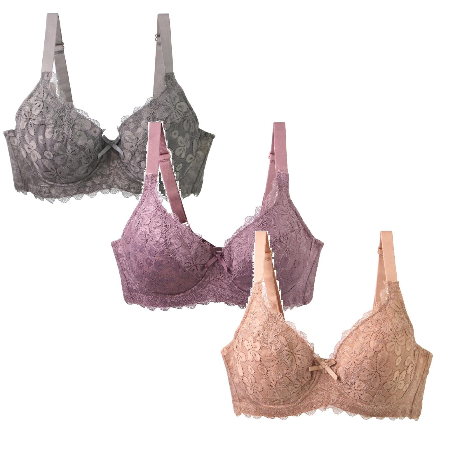 3 Pack Plus Size Underwire Push Up Bra – Women's Full Coverage Lace Bra ...