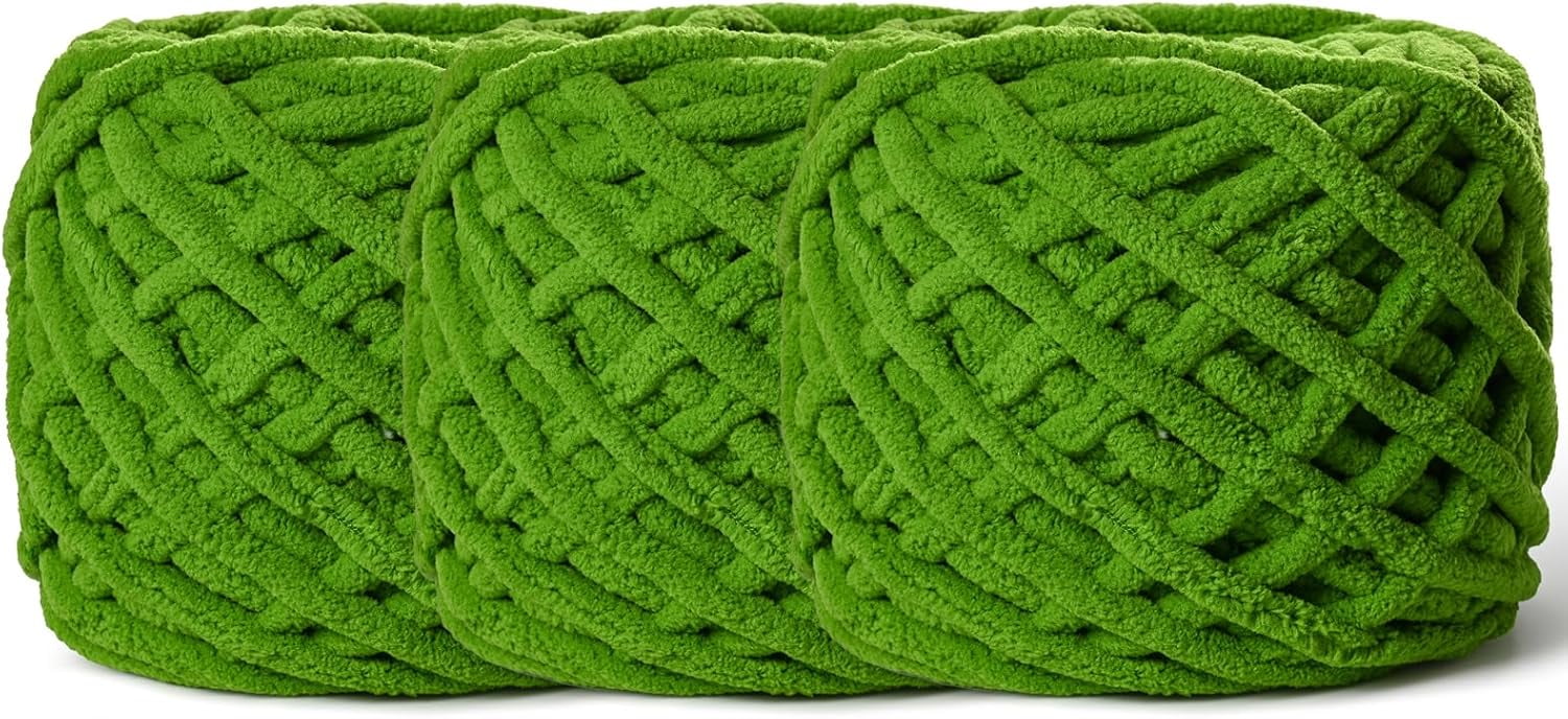 3 Pack Plush Chenille Chunky Yarn 100g (49.2yd) - Fluffy Velvet Yarn ...