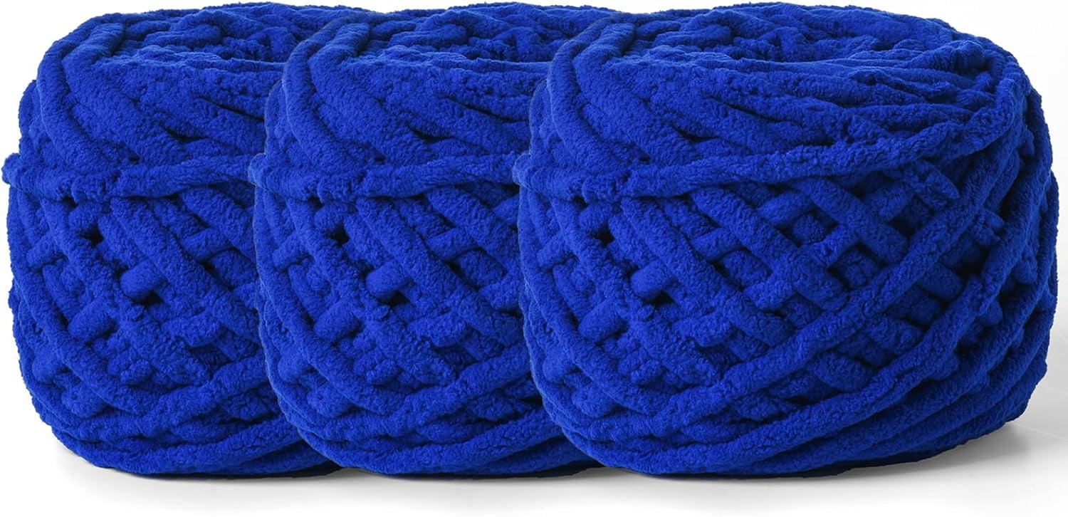 3 Pack Plush Chenille Chunky Yarn 100g (49.2yd) - Fluffy Velvet Yarn ...