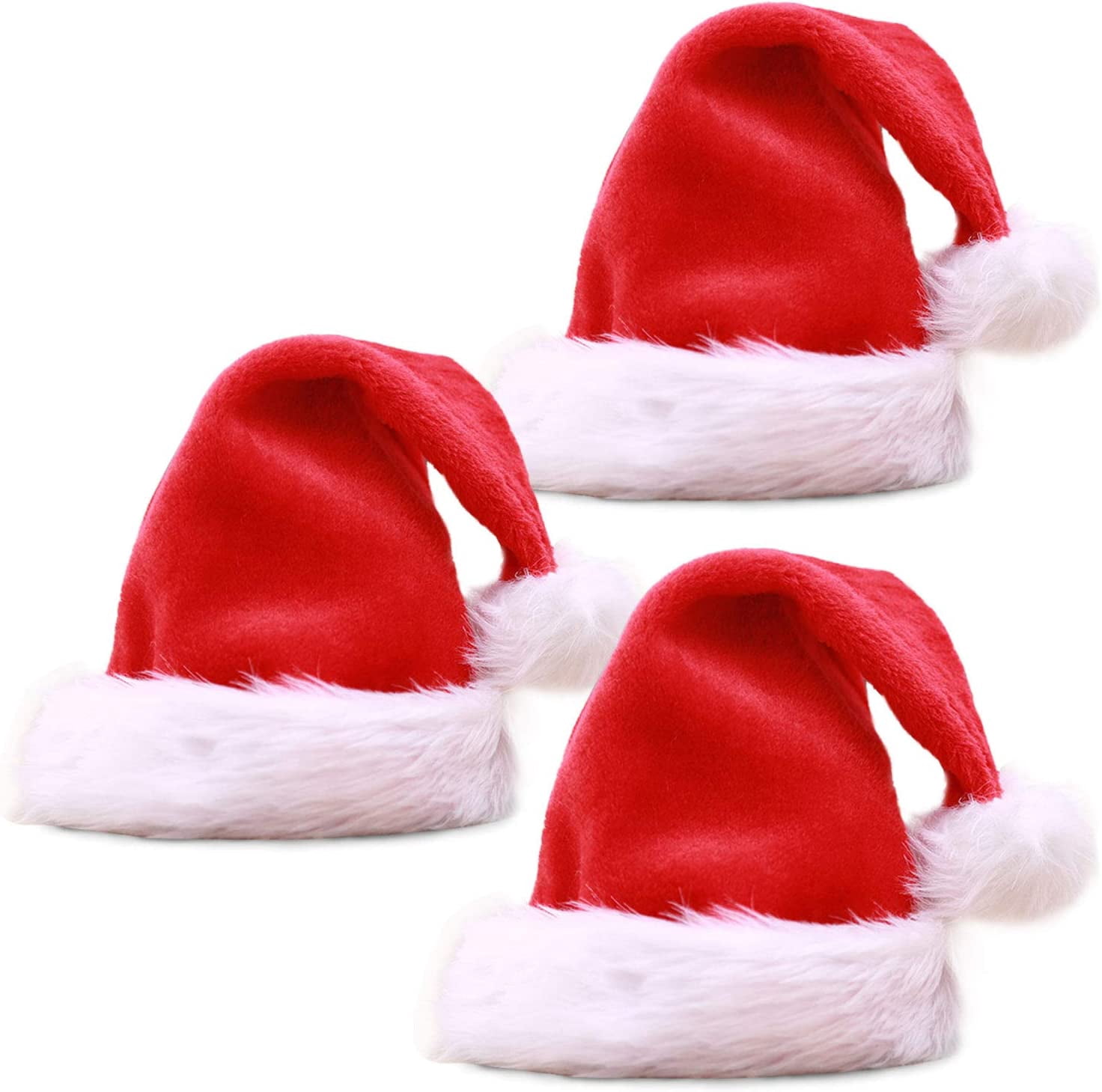 3 Pack Plush Christmas Santa Hats Xmas Holiday Hats for Adult Unisex ...