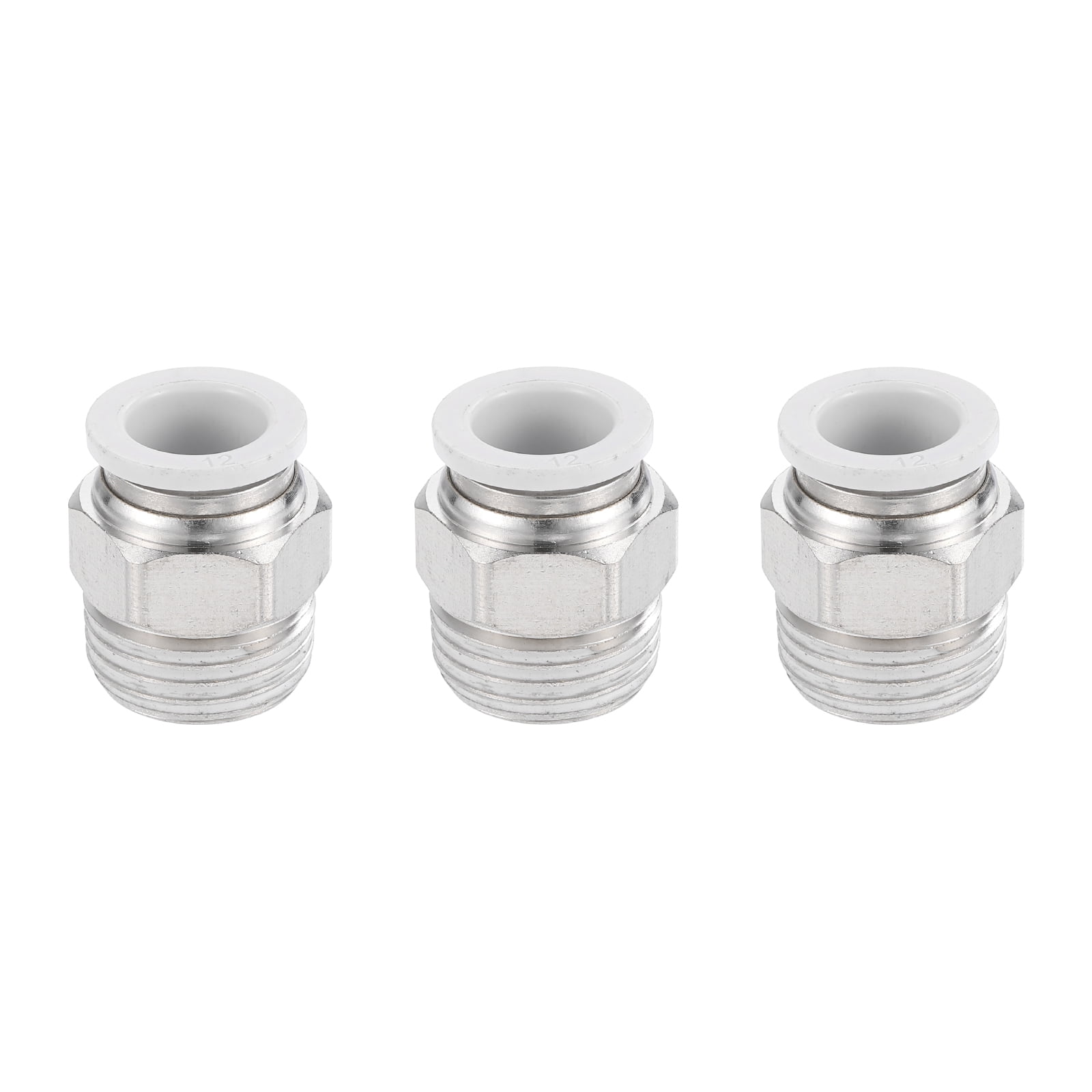 3 Pack Pneumatic Fitting, PC12-04 12mm Tube OD x 1/2 Inch PT Push to ...
