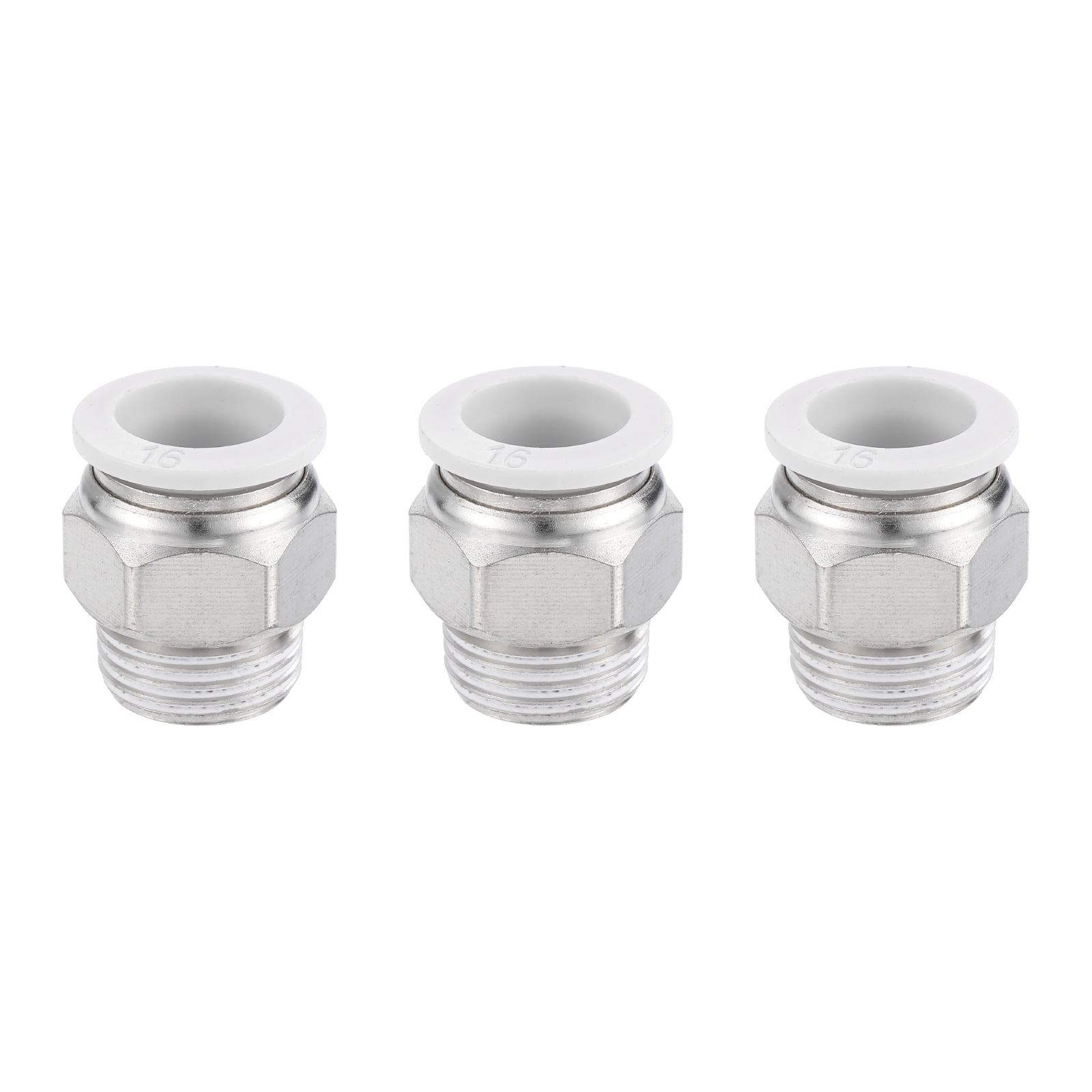 3 Pack Pneumatic Fitting, PC16-04 16mm Tube OD x 1/2 Inch PT Push to ...
