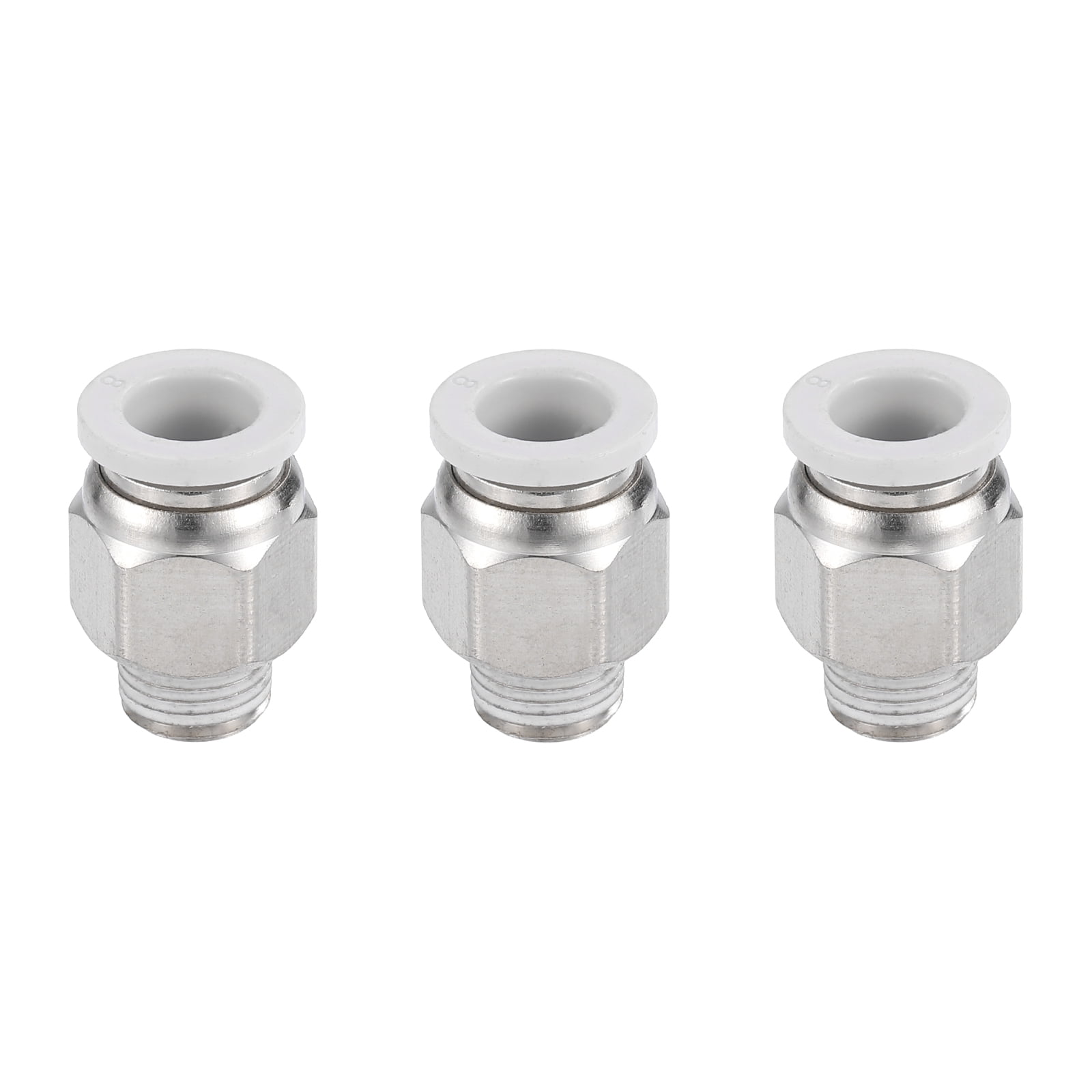 3 Pack Pneumatic Fitting, PC8-01 8mm Tube OD x 1/8 Inch PT Push to ...