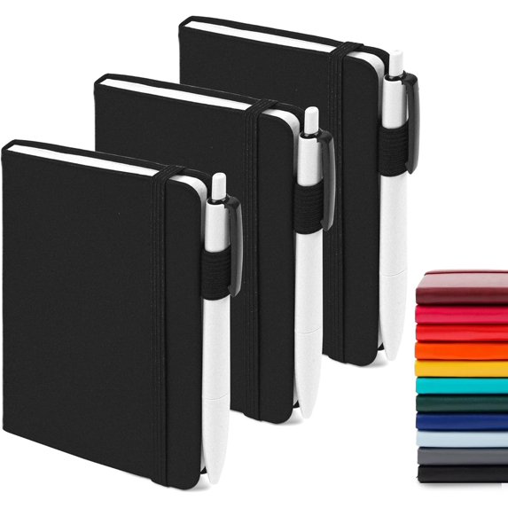 3 Pack Pocket Journals with 3 Black Pens, A6 Mini Cute Small Journal ...