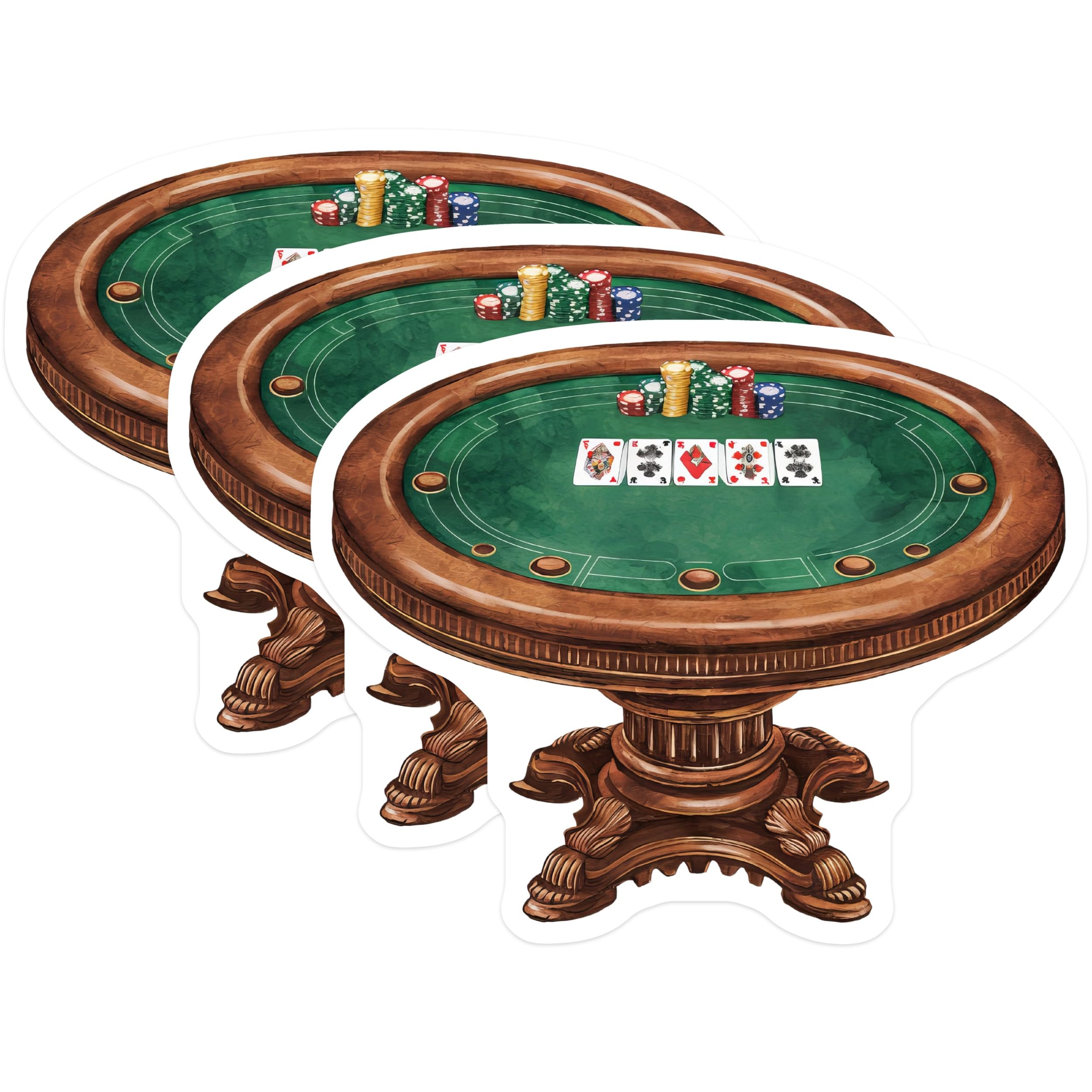(3 Pack) Poker Table Decals - Casino Theme Stickers - Gambler Laptop ...