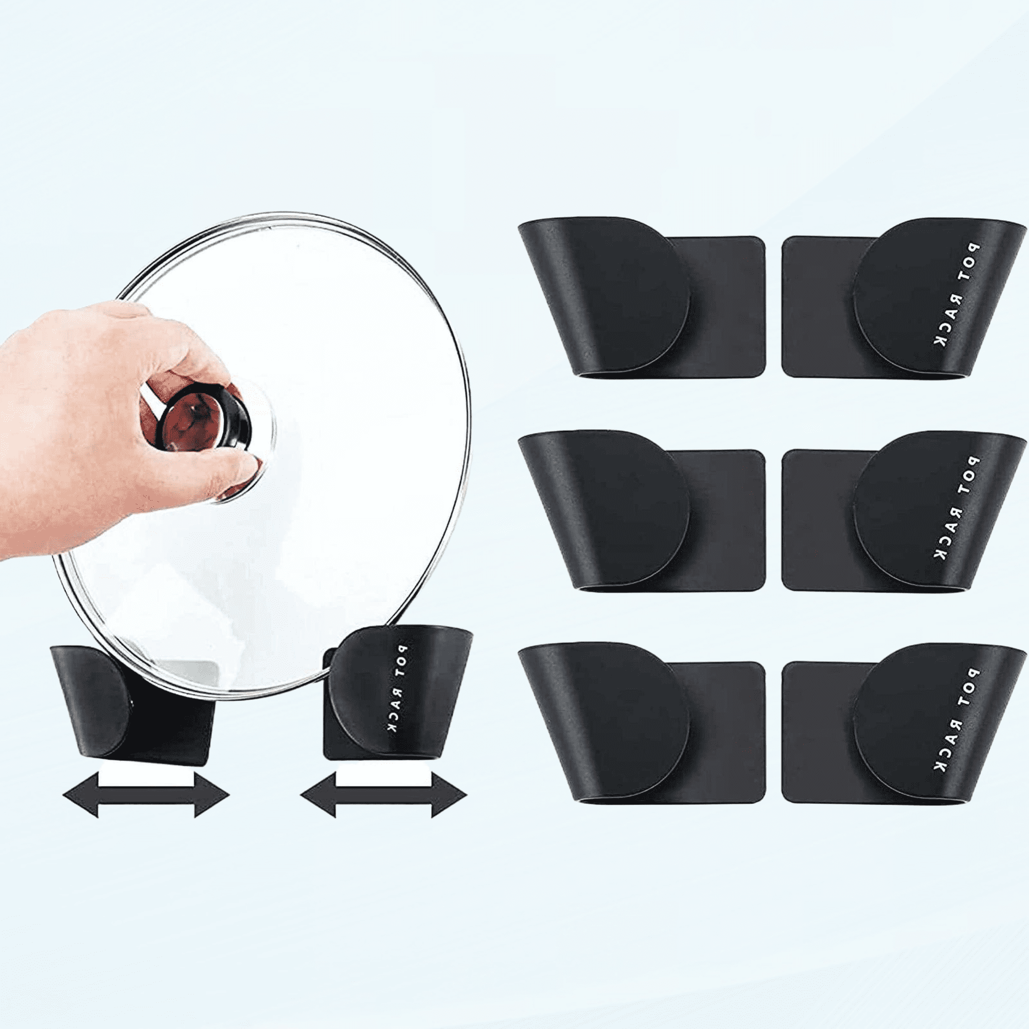 3 Pack Pot Lid Organizer for Cabinet Door - Adjustable in-Cupboard Pot ...