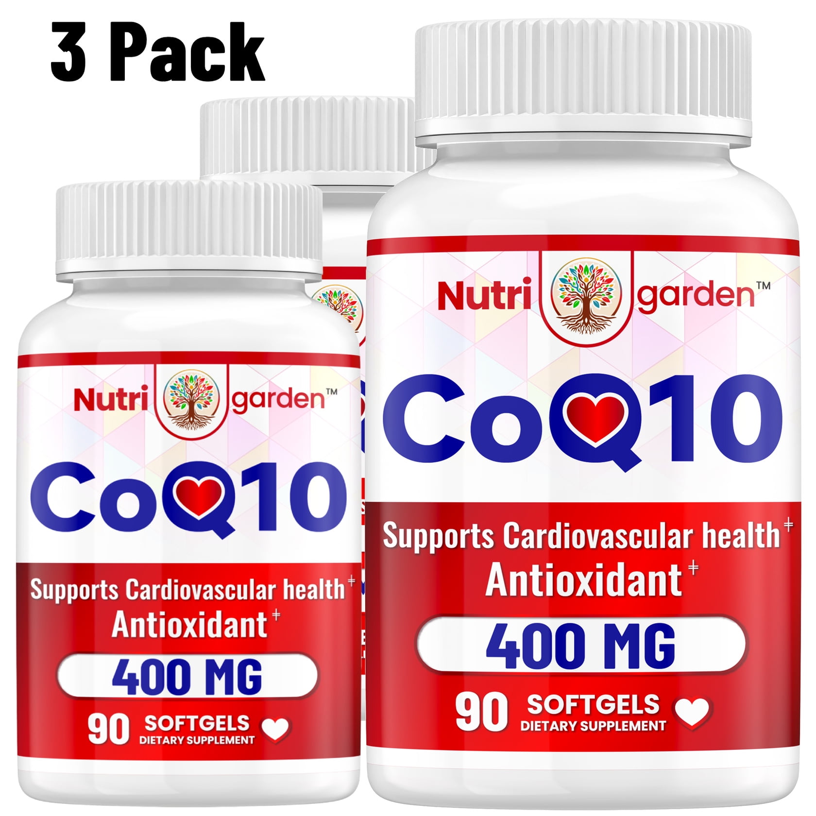 (3 Pack) Premium CoQ10 400mg Softgels, Coenzyme Q10 Supplement with ...