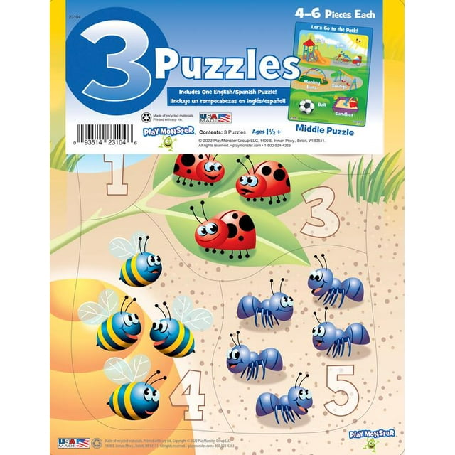 PlayMonster 3-Pack Preschool Puzzles - Educational Fun for Kids with ...
