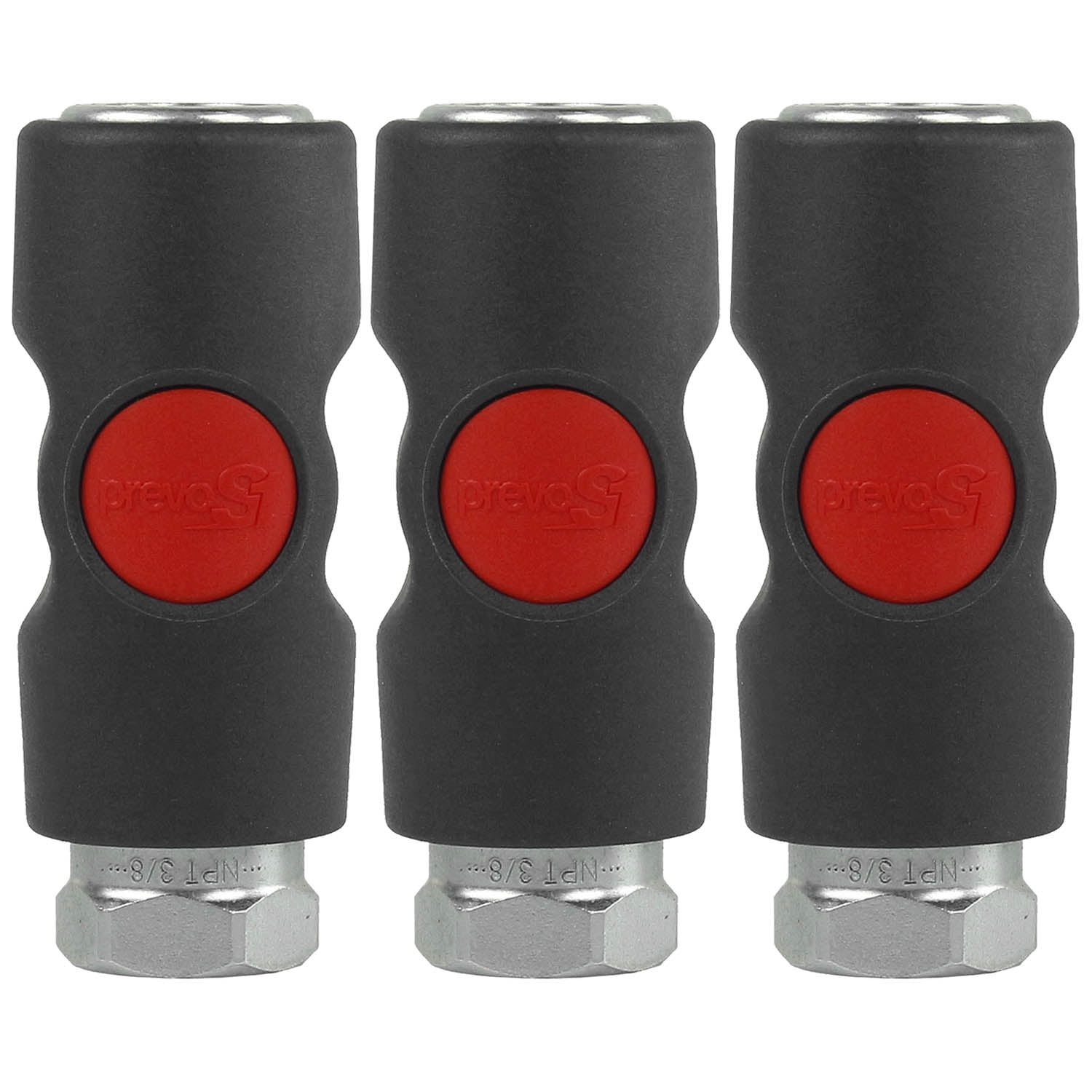 3 Pack Prevost TruFlate 3/8" Safety Air Coupler 3/8" FNPT Push Button ...