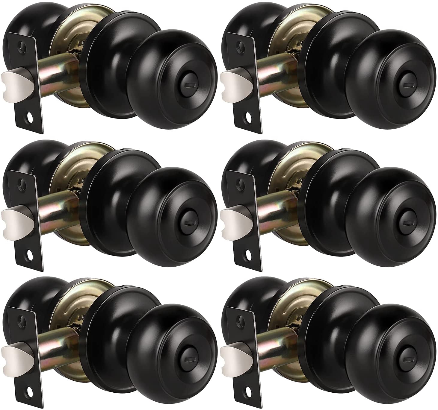 3 Pack Privacy Door Knob with Lock in Brushed Nickel Finish for Bedroom ...