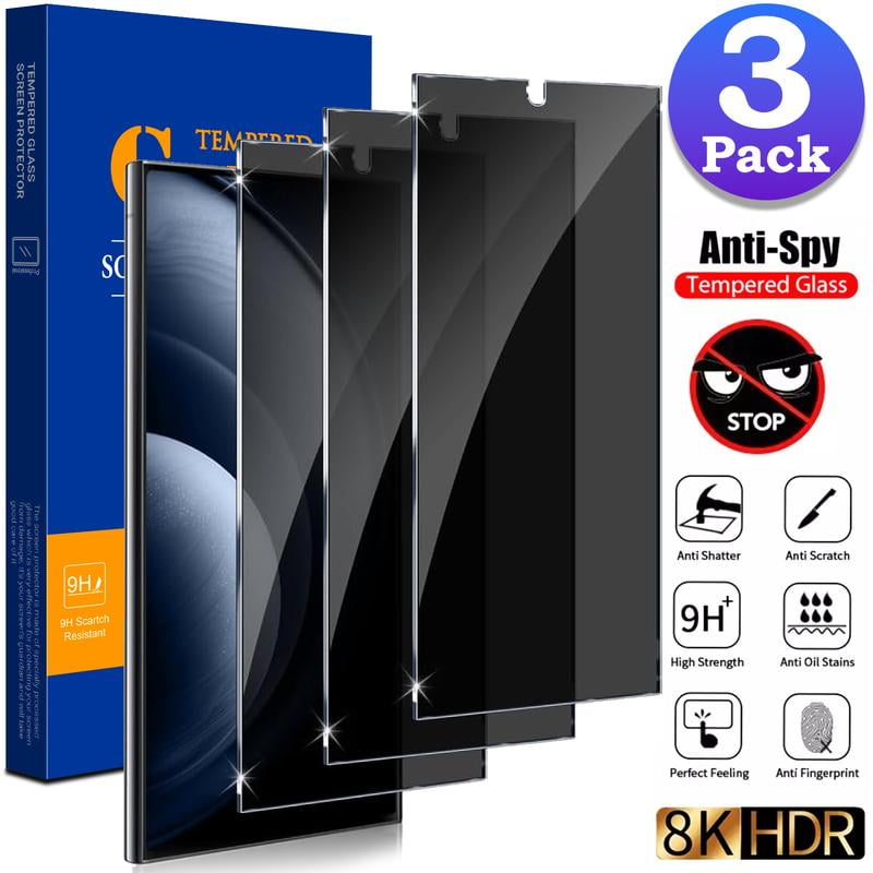 3 Pack Privacy Screen Protector For Samsung Galaxy S25 Ultra S25 Plus ...