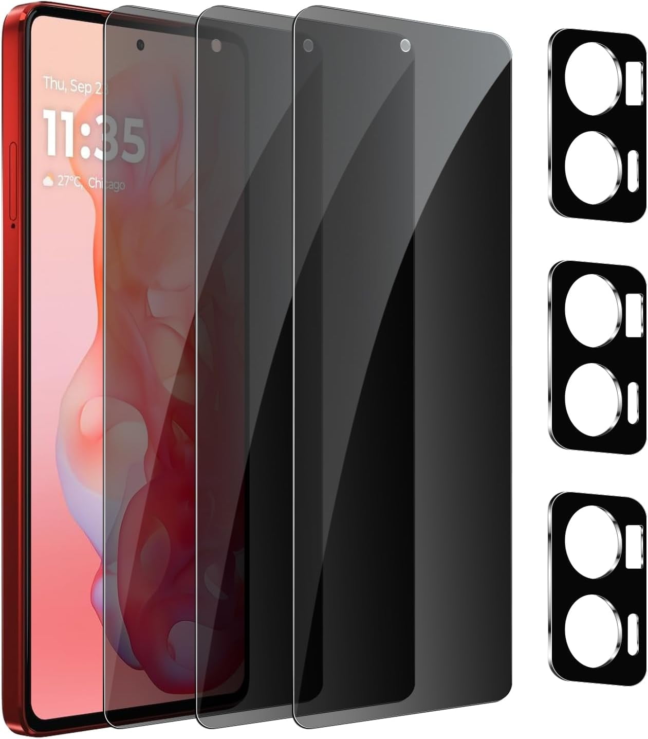 3 Pack Privacy Screen Protector for Motorola Moto G Stylus 5G 2024, HD Clear Tempered Glass Film ...