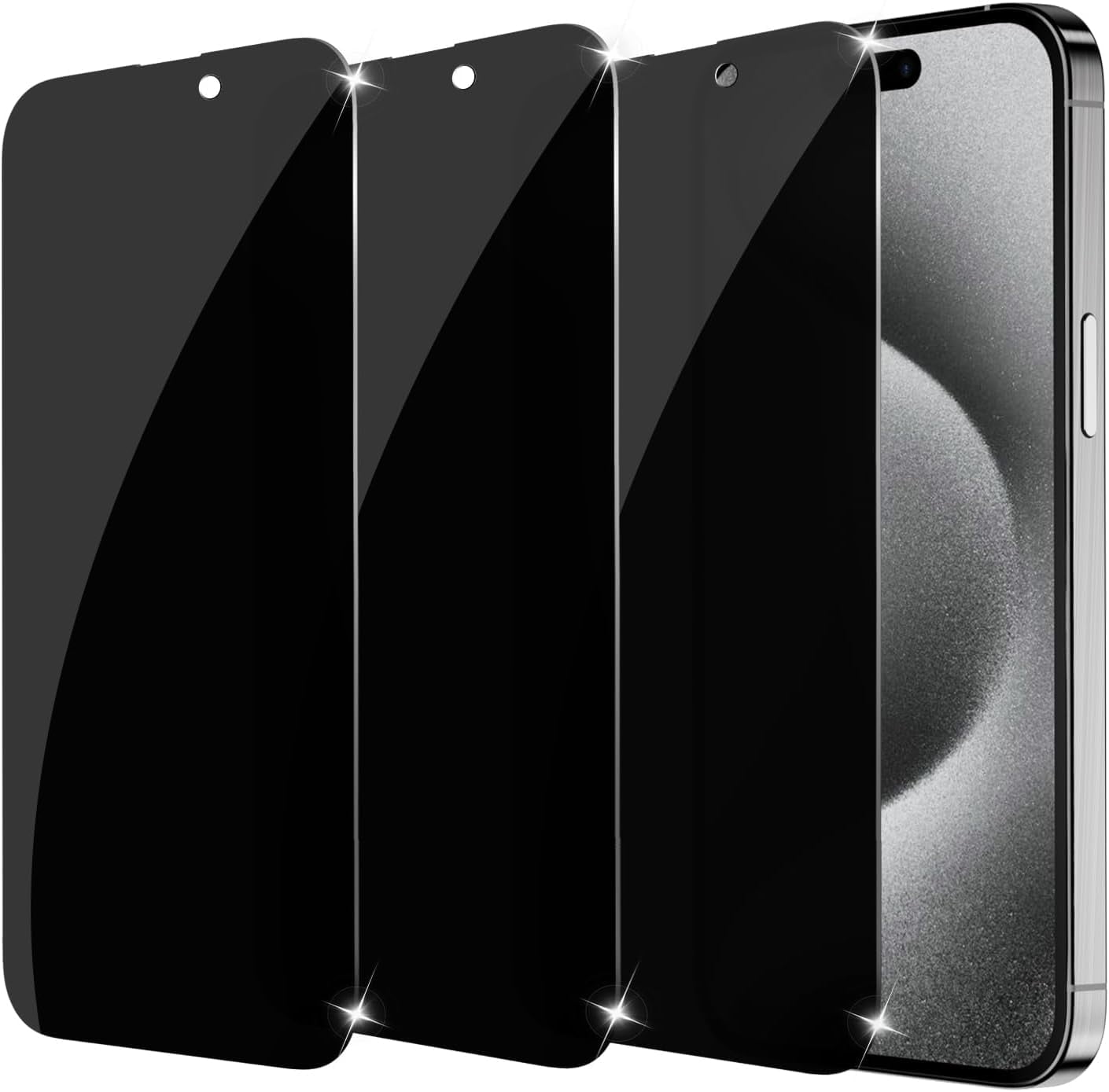 [3 Pack] Privacy Screen Protectors for iPhone 15/15 Pro 6.1 inch, Anti Spy Private Tempered ...