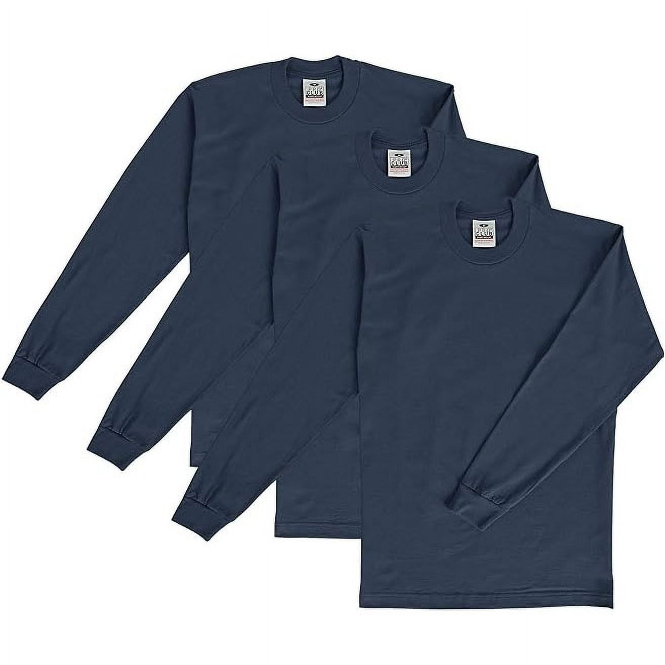 3 Pack Pro Club Men's Heavyweight Cotton Long Sleeve Crew Neck T-Shirt ...