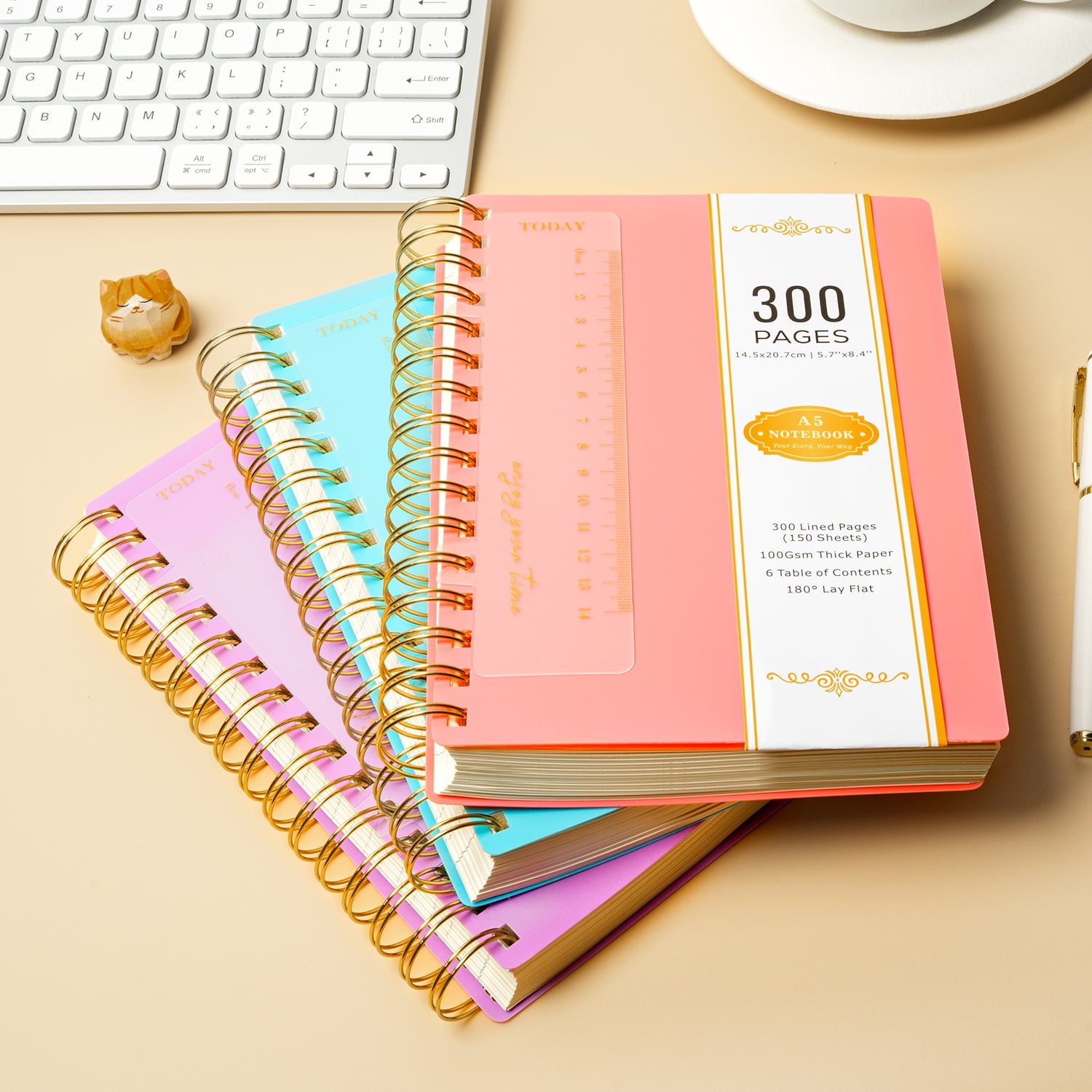 3-Pack Professional A5 Spiral-Bound Journals - 5.7x8.4 Precision-Ruled ...