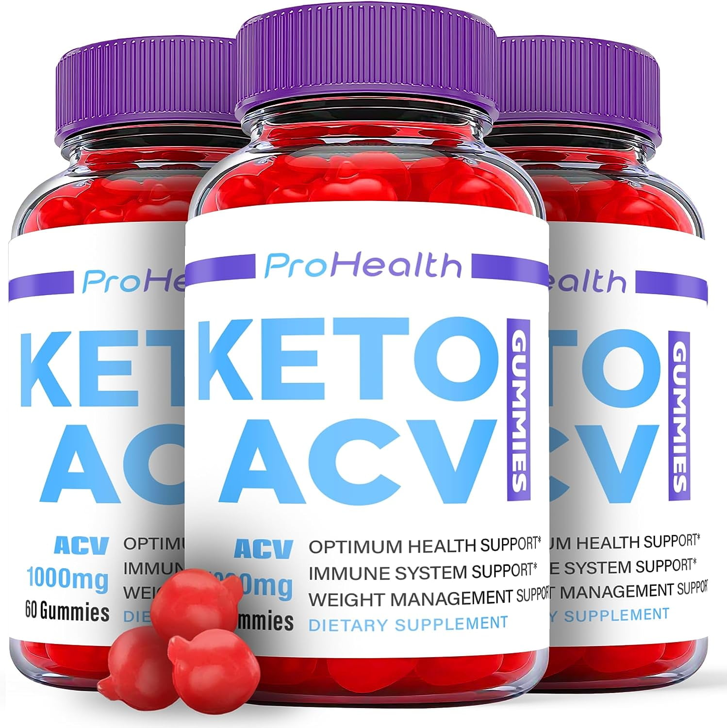 3 Pack Prohealth Keto Acv Gummies Apple Cider Vinegar Supplement