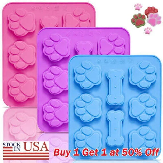 3 Pack Puppy Dog Paw And Bone Silicone Molds, Non-Stick Food Grade ...