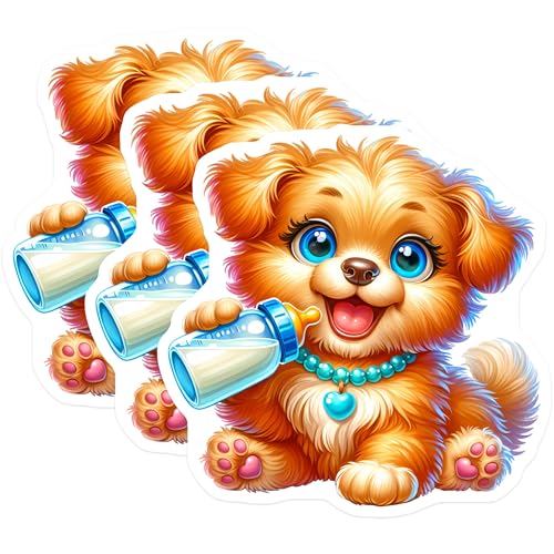 (3 Pack) Puppy with Milk Bottle Decals - Cute Dog Sticker - Laptop ...
