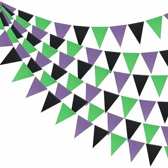 3 Pack Purple Black Green Party Decorations Halloween Pennant Banner ...