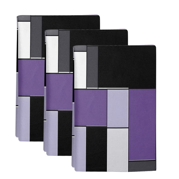 3 Pack Purple Black Kitchen Towels Geometric Abstract Color Block ...