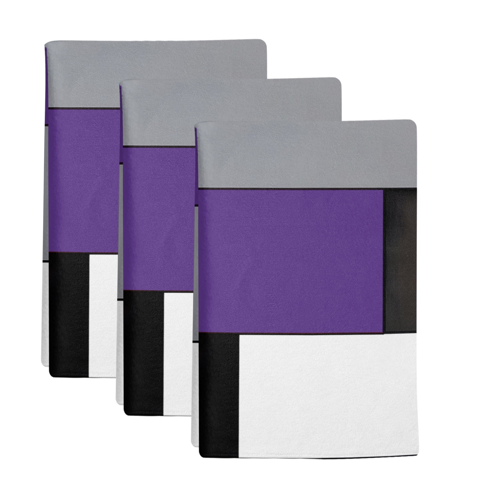 3 Pack Purple Gray Kitchen Towels Abstract Color Block Geometric Modern ...