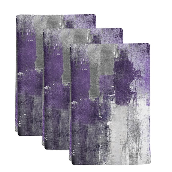 3 Pack Purple Grey Kitchen Towels Modern Graffiti Brush Art Abstract ...