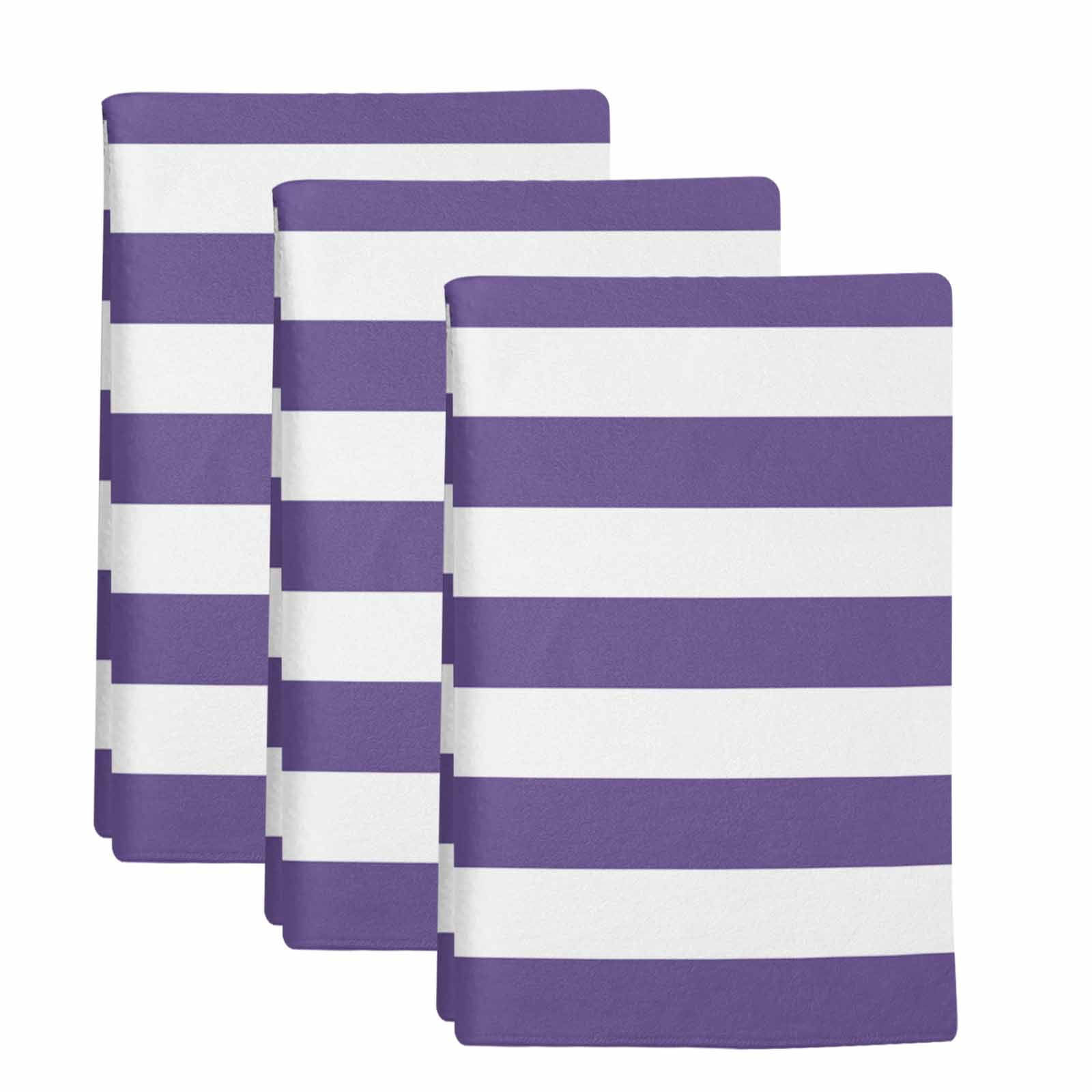 3 Pack Purple and Kitchen Towels White Stripes Decorative Dish Towel ...