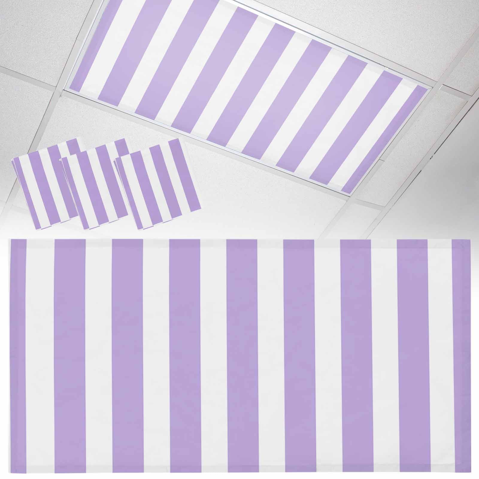 3 Pack Purple White Striped Fluorescent Light Covers for Ceiling Lights ...