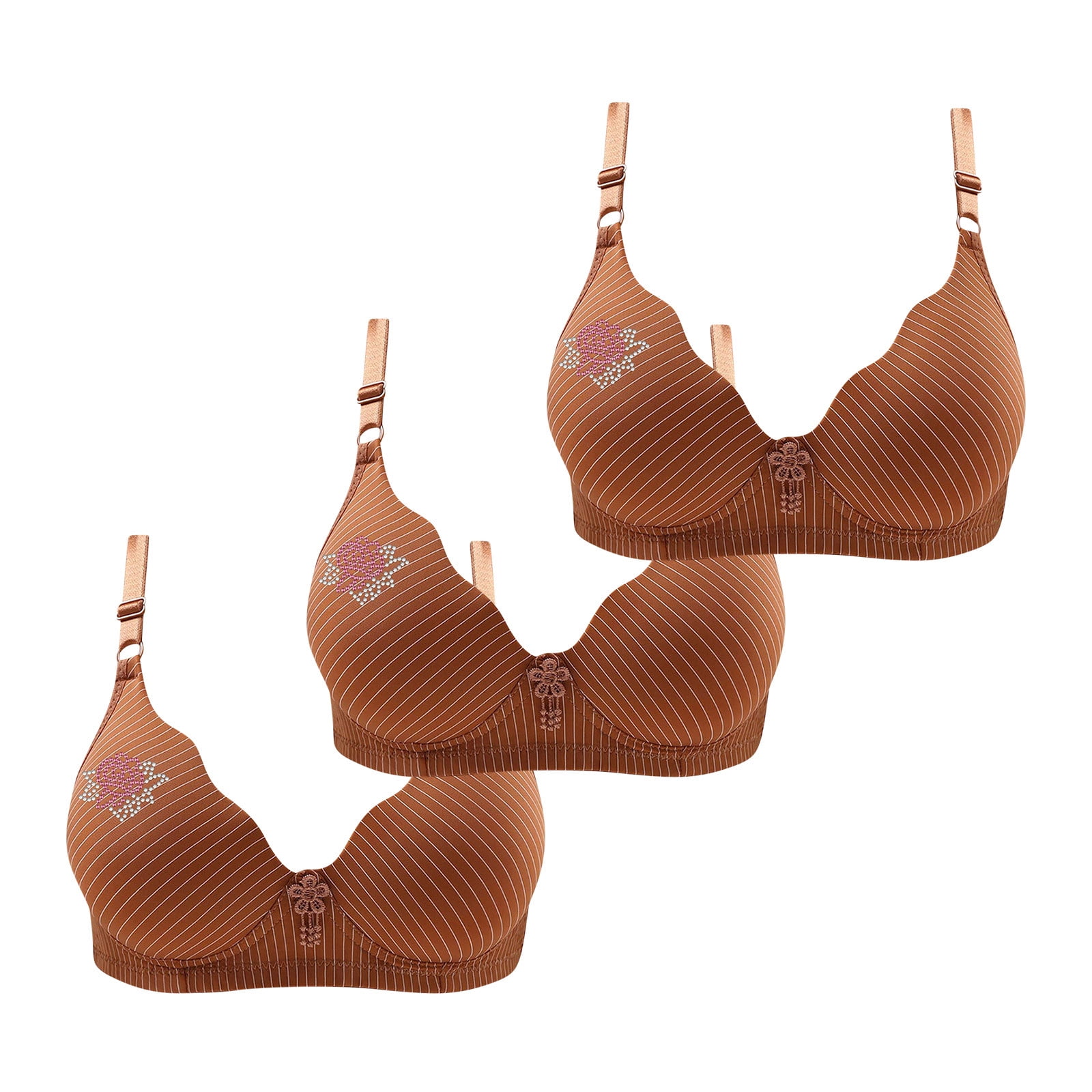 3-Pack Push Up Everyday Bra Elegant Scalloped Breathable Bralettes ...