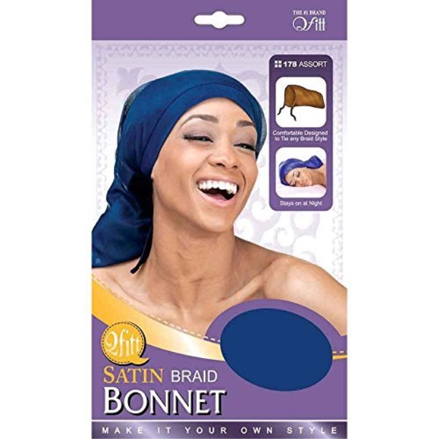 (3 pack) qfitt satin braid bonnet (item number 178) colors may vary ...