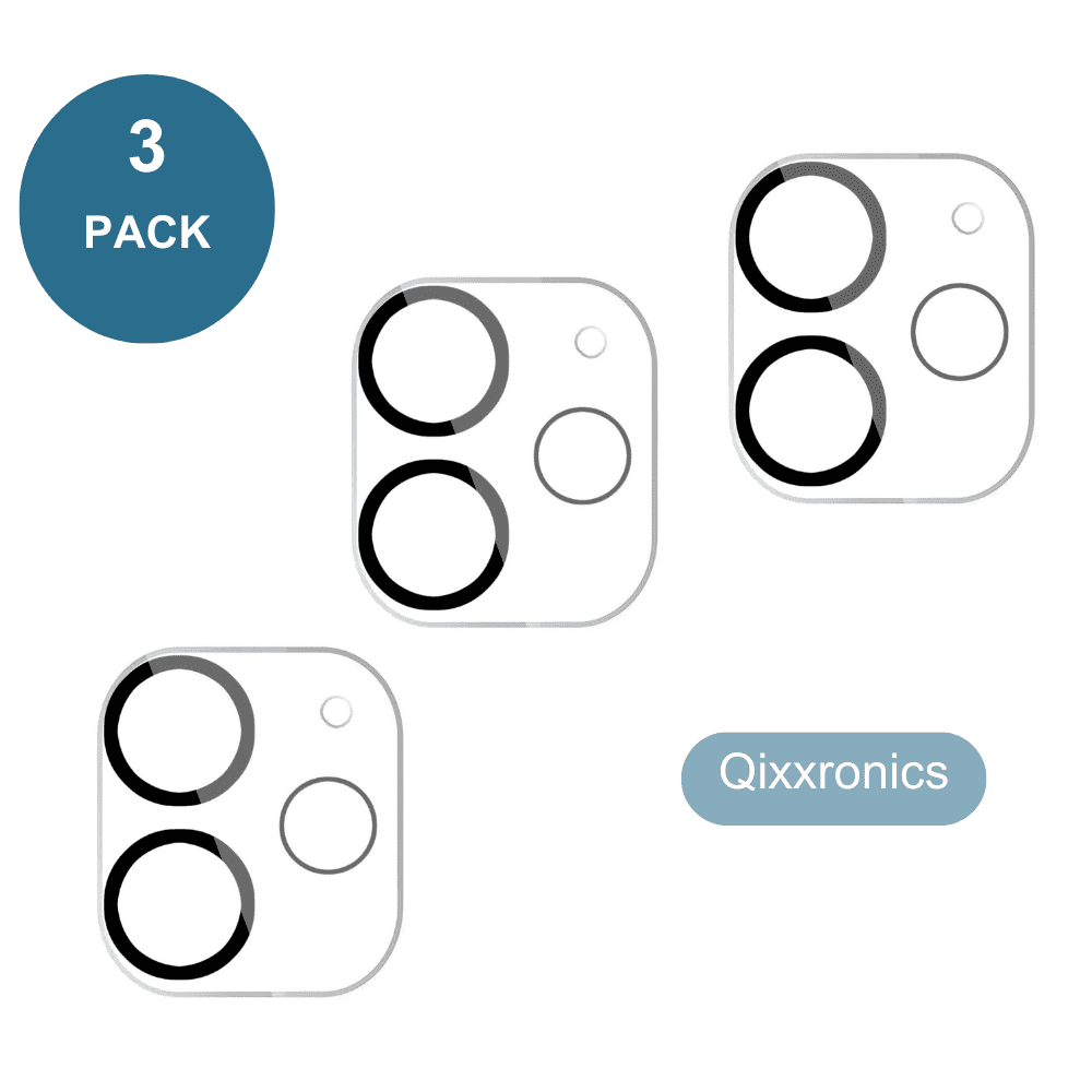 3 Pack Qixxronics for iPhone 12 Camera Lens Protector Clear Tempered ...