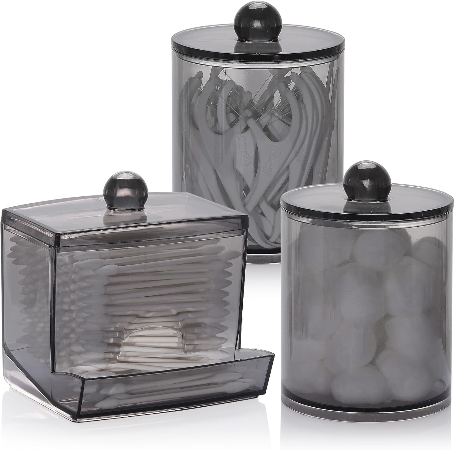 3 Pack Qtips Dispenser Bathroom Container, 10/12 oz Big Cotton Ball ...