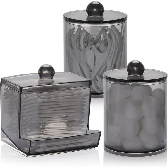 3 Pack Qtips Dispenser Bathroom Container, 10/12 oz Big Cotton Ball ...