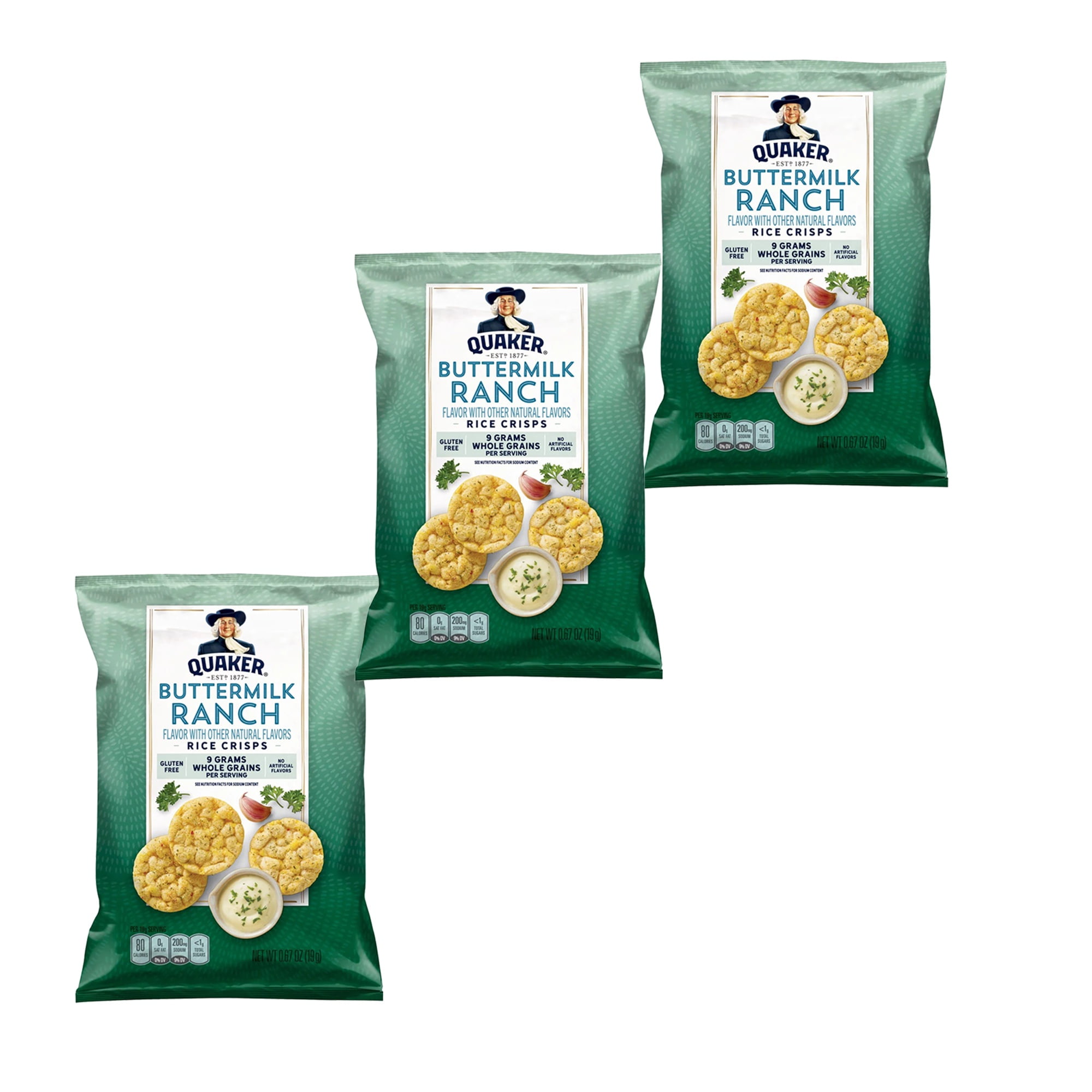 3 Pack Quaker Rice Buttermilk Ranch Crisps, Gluten Free, 0.67 Ounces ...