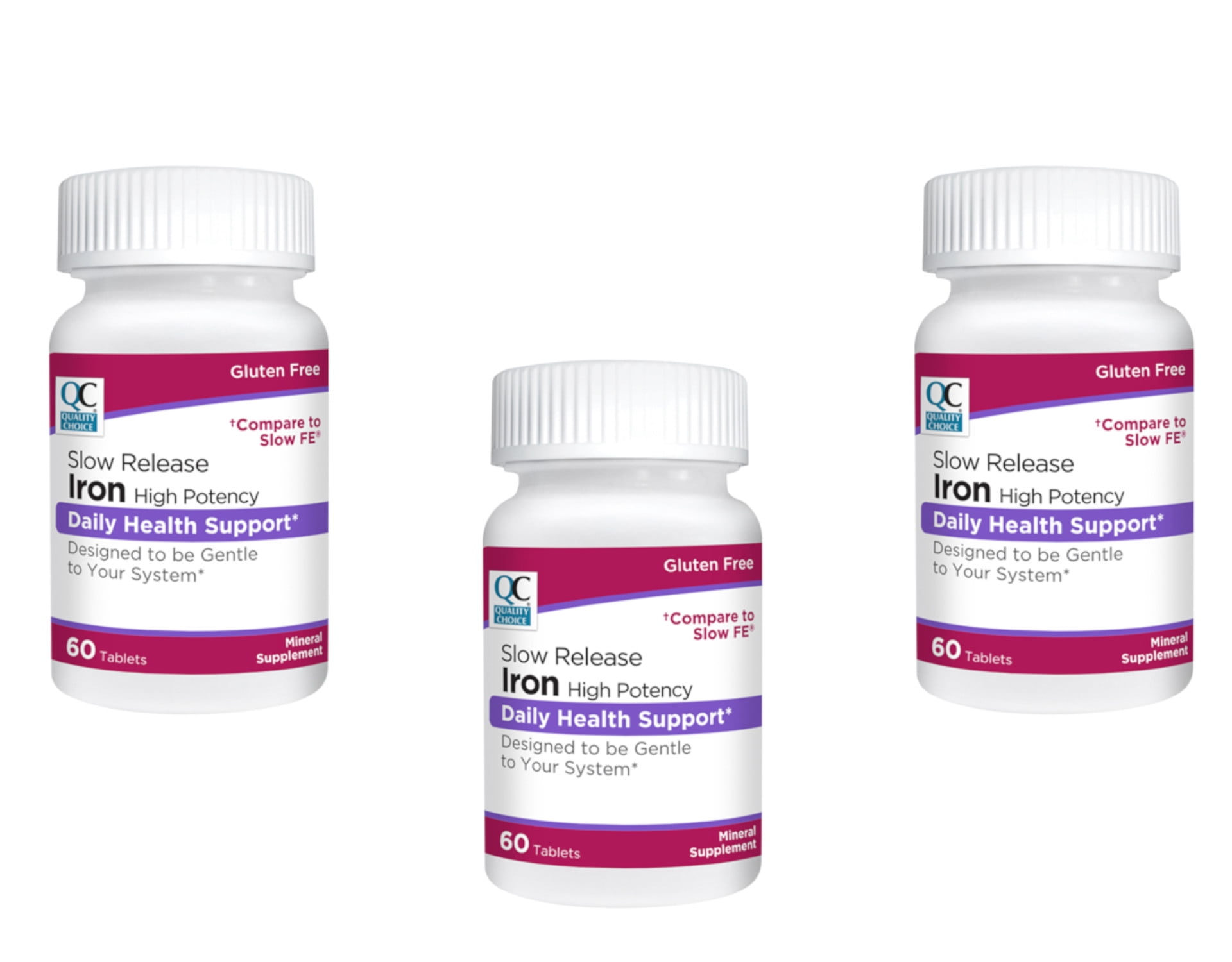 Quality Choice Iron Supplement, 3 Pack High Potency Slow Release ...