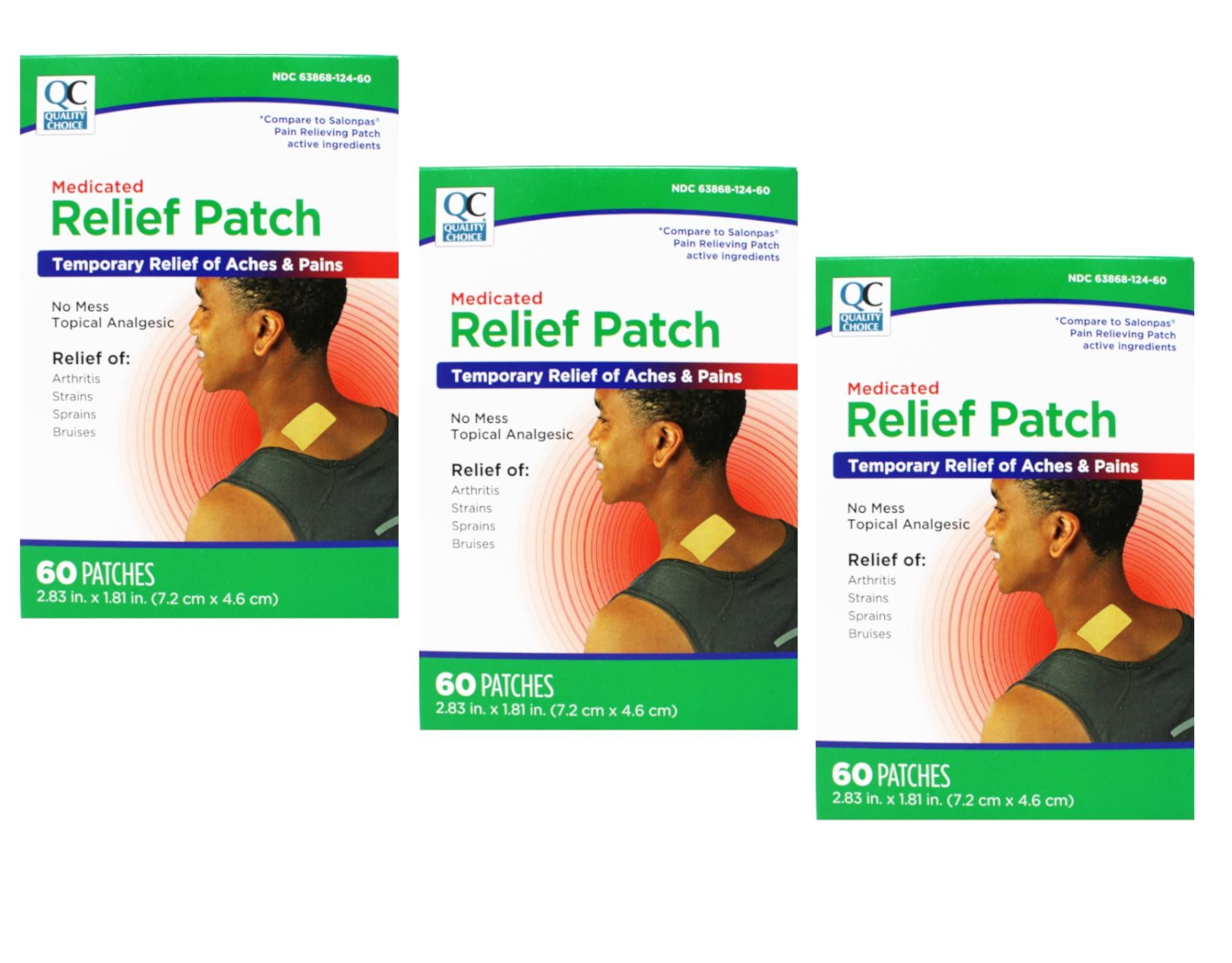 3 Pack -Quality Choice Medicated Relief Patch, Temporary Relief of ...
