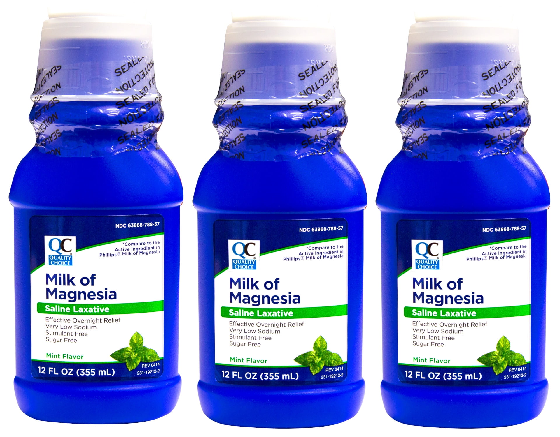 3 Pack - Quality Choice Mint Flavor Milk of Magnesia Liquid Laxative ...