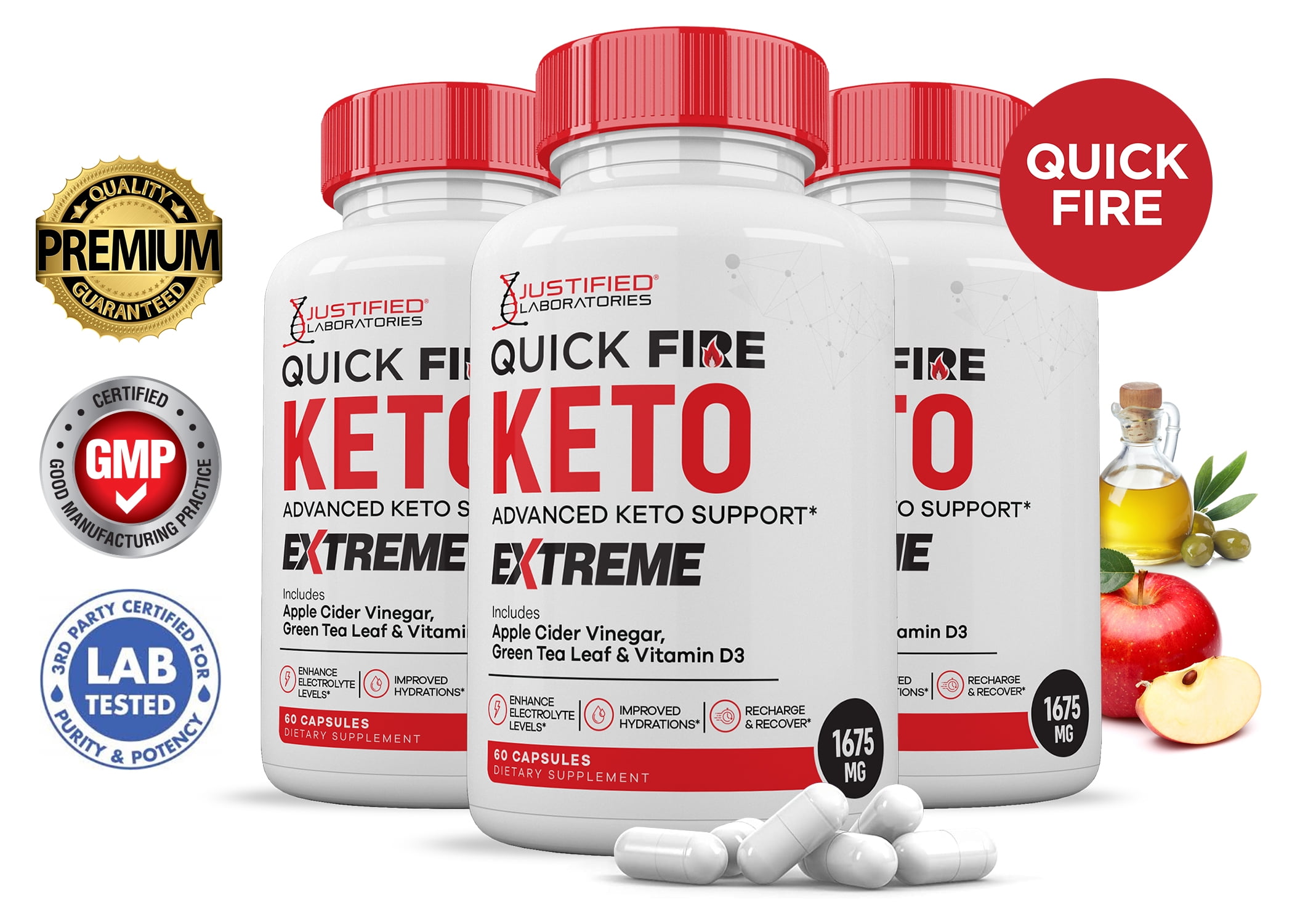 (3 Pack) Quick Fire Keto ACV Extreme Pills 1675mg Alternative to ...