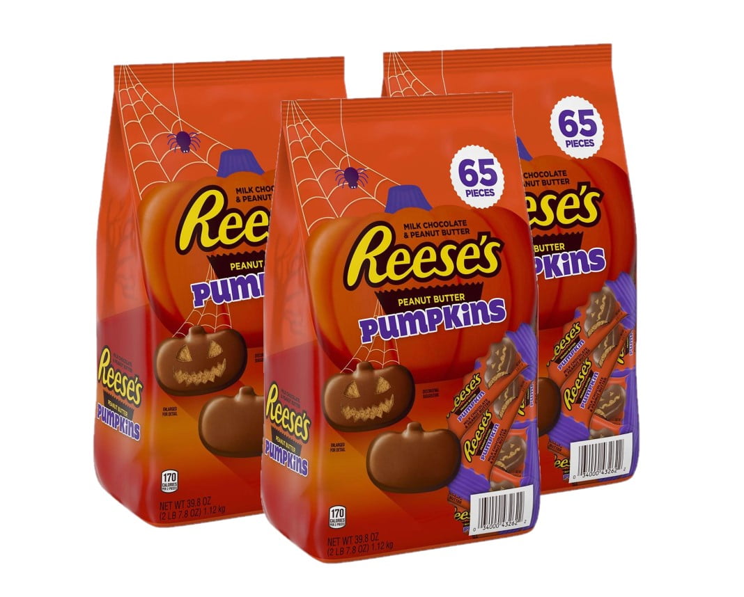 REESE'S Milk Chocolate Peanut Butter Pumpkins Candy, Halloween Bulk Bag ...