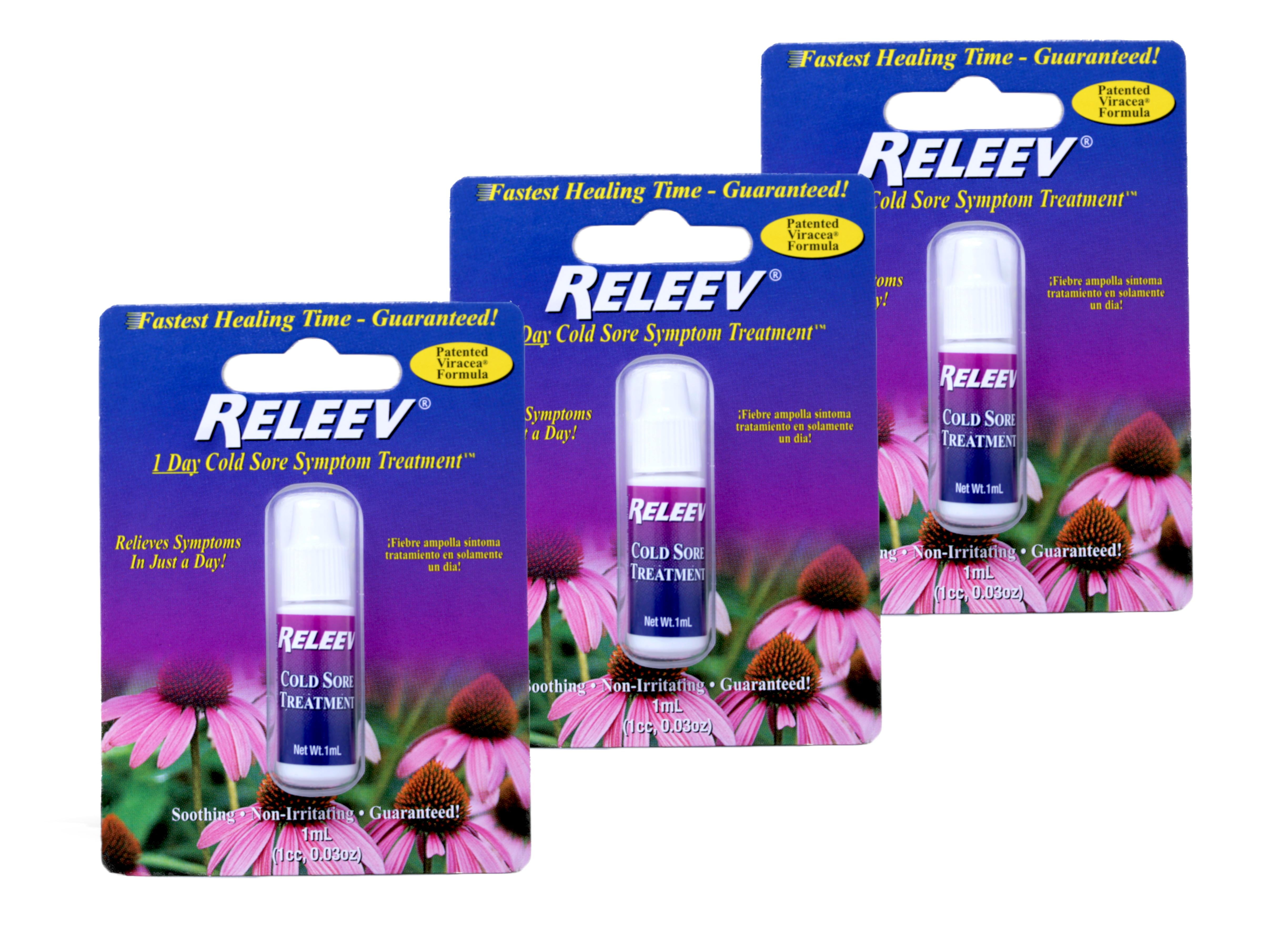 3 Pack - RELEEV 1-Day Cold Sore Symptom Treatment 1 mL (.034 oz ...